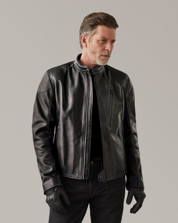 BELSTAFF MISTRAL LEATHER MOTORCYCLE JACKET - BLACK