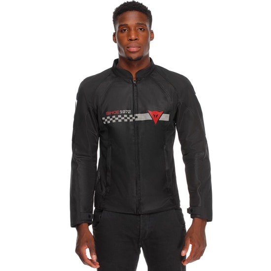 DAINESE HEROSPHERE AIR TEX BLACK/WHITE STRIPES/RED TEXTILE JACKET