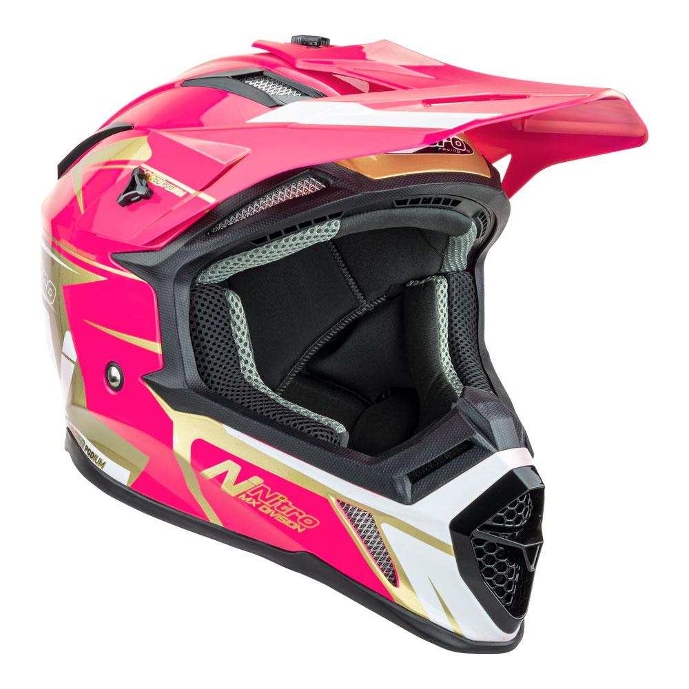 NITRO MX760 MOTOCROSS HELMET PINK/WHITE/GOLD