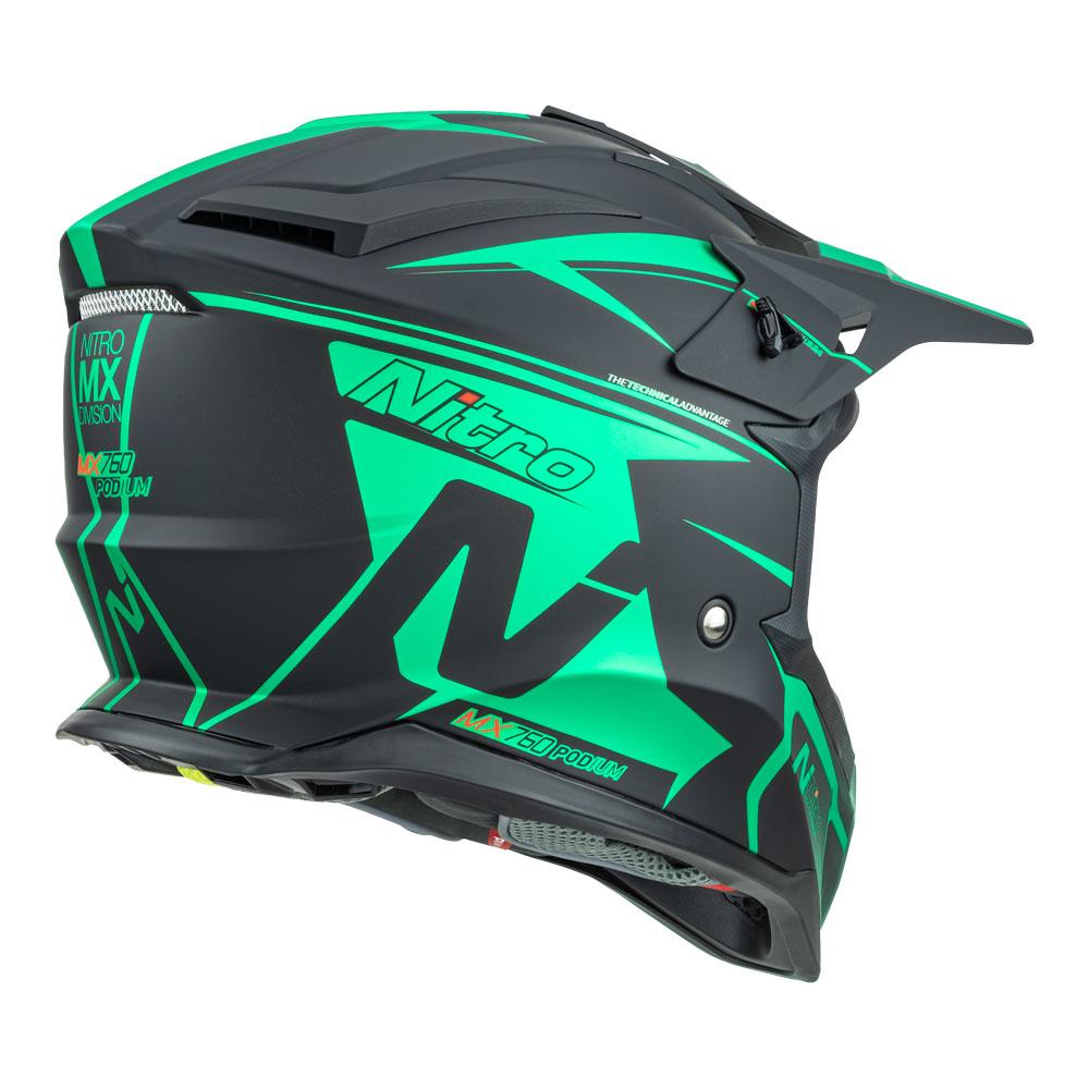 NITRO MX760 MOTOCROSS HELMET SATIN BLACK/TEAL